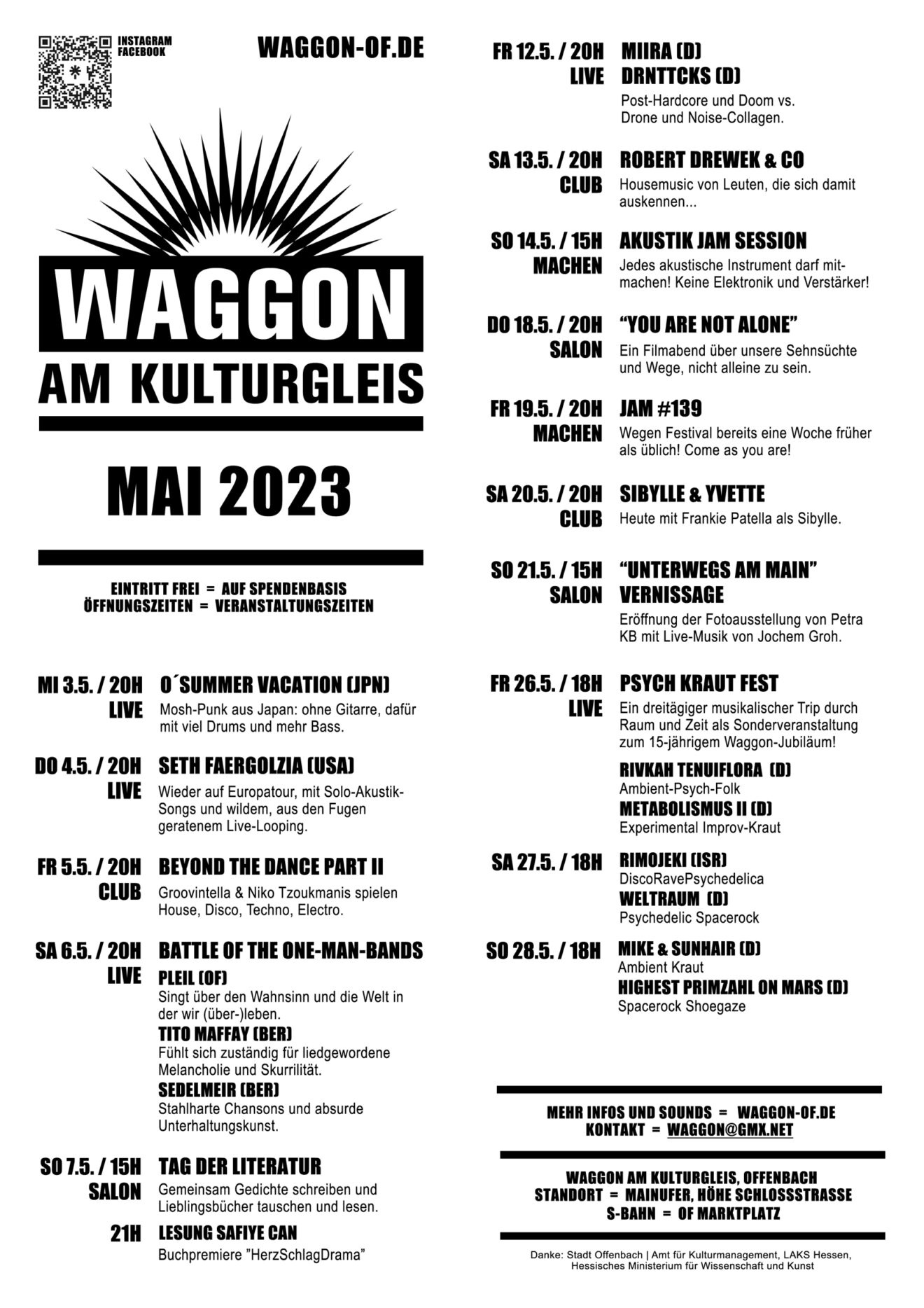 MAI ZWEITAUSENDUNDDREIUNDZWANZIG - Waggon Offenbach